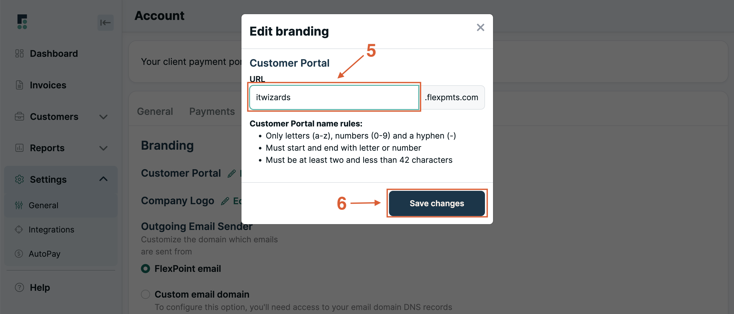 How to Edit the Customer Portal Link – FlexPoint